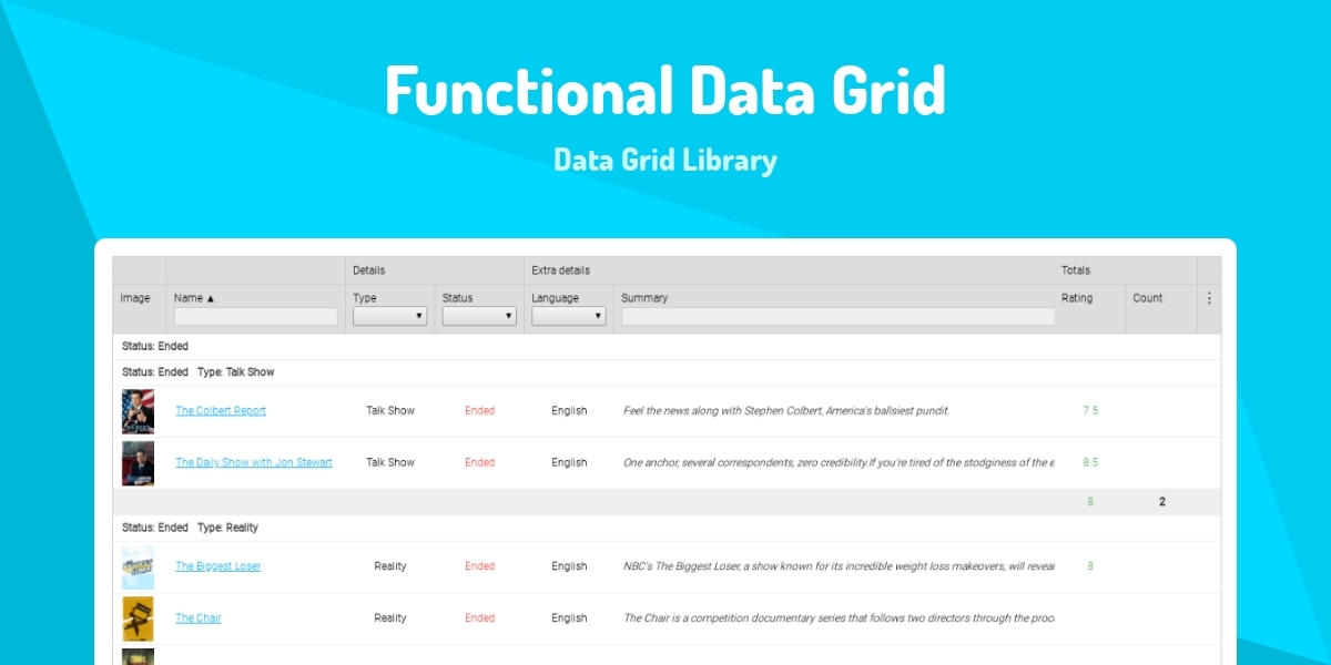 Functional Data Grid Data Grid Library Made With React Js